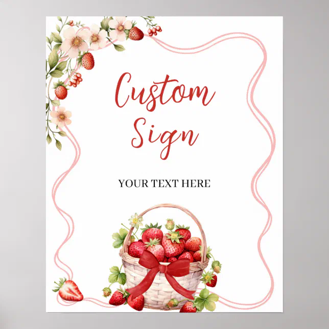Coquette Berry In Love Custom Party SIgn | Zazzle