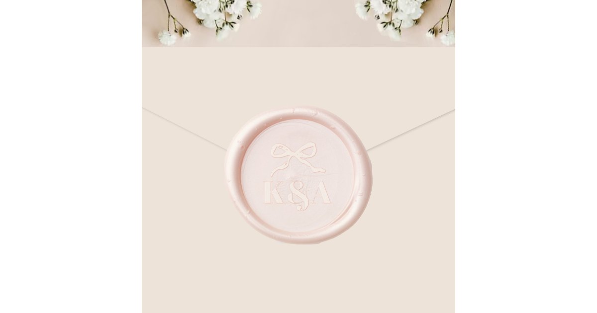 Coquette Bow Retro Wedding Wax Seal Sticker | Zazzle