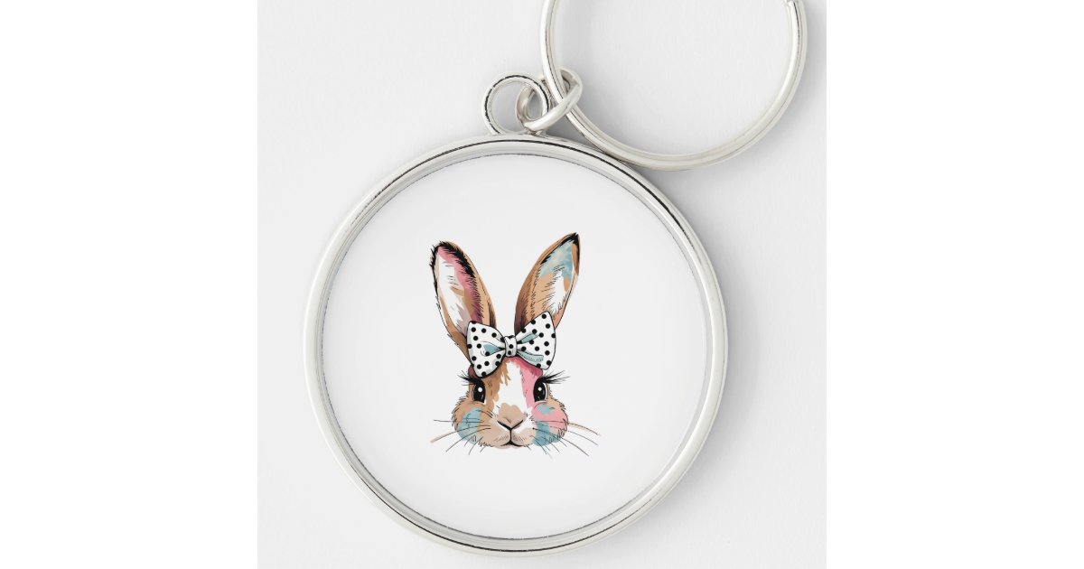 Coquette Bunny Bow Easter Keychain – Cute & Chic | Zazzle