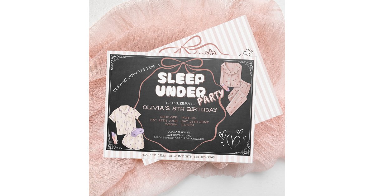 Coquette cute sleep-under birthday party invitation | Zazzle