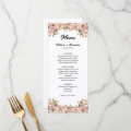 Coquette Floral Blush Pink Wedding Menu | Zazzle