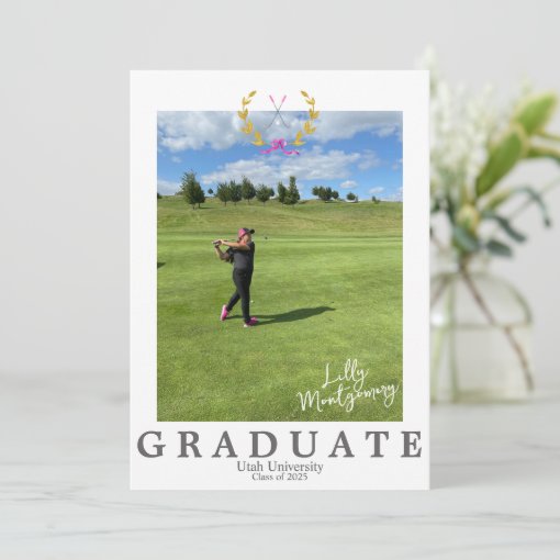 Coquette Golf & Golfer Graduation Announcement | Zazzle