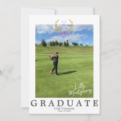 Coquette Golf & Golfer Graduation Announcement | Zazzle