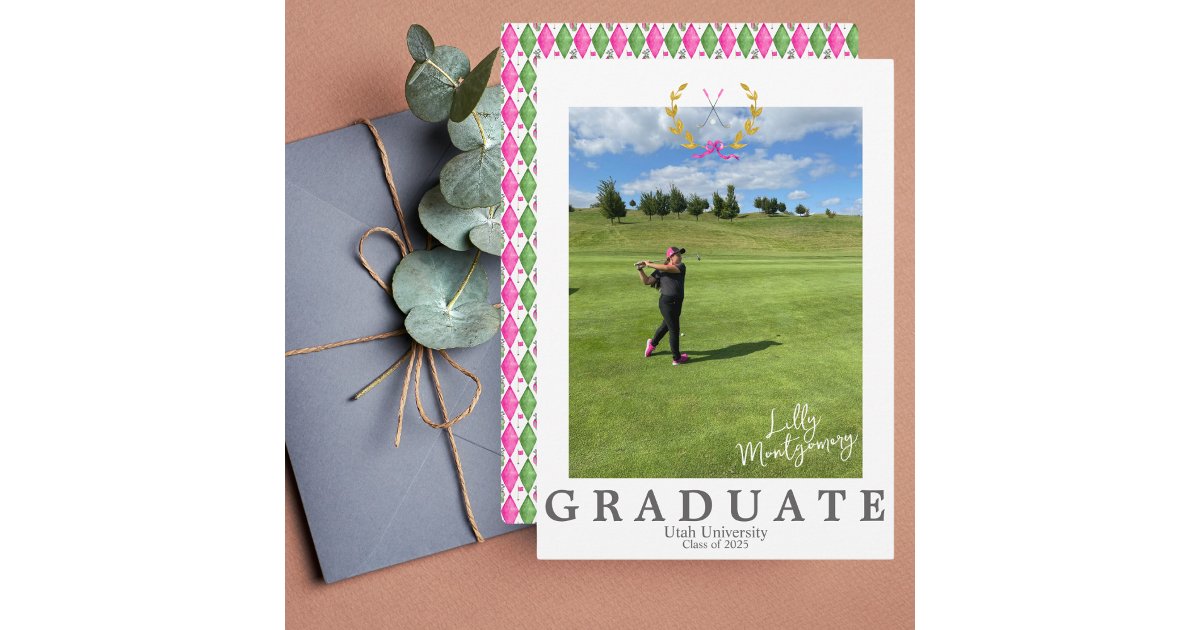 Coquette Golf & Golfer Graduation Announcement | Zazzle