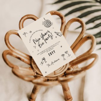 Coquette modern typography New Yeats Eve party Invitation | Zazzle