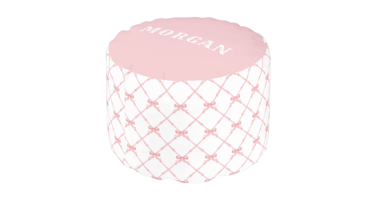 Coquette Pink Bamboo Trellis with Bows Pouf | Zazzle