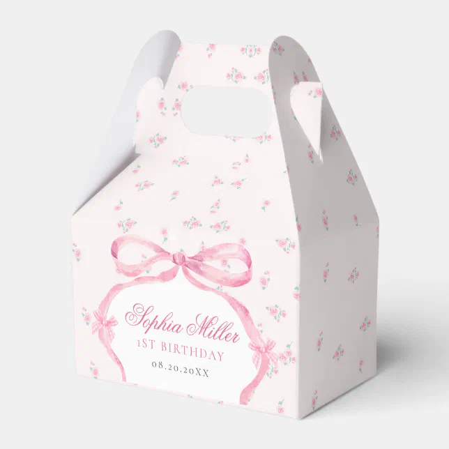 Coquette Pink Bow Birthday Favor Boxes | Zazzle