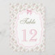 Coquette Pink Bow Elegant Vintage Table Number | Zazzle
