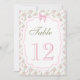 Coquette Pink Bow Elegant Vintage Table Number | Zazzle