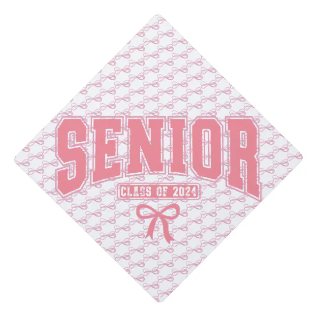 Coquette Pink Bow Graduation Cap Topper | Zazzle