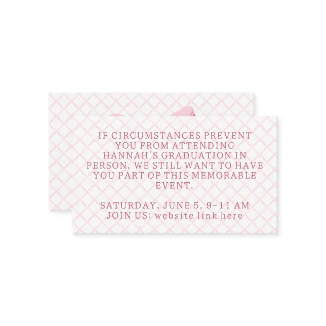 Coquette Pink Bow Graduation Enclosure Card | Zazzle