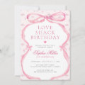 Coquette Pink Bow Love Shack Birthday Invitation | Zazzle