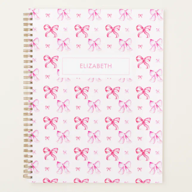 Coquette Pink Bow Preppy Girly Aesthetic Planner | Zazzle