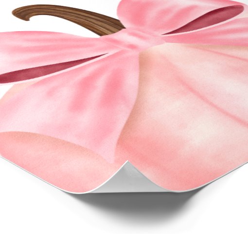 Coquette Pink Bow Pumpkin baby shower welcome Poster | Zazzle