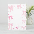 Coquette Pink Bow Ribbon Note Card | Zazzle