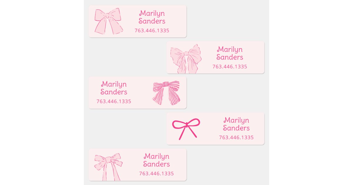 Coquette Pink Bows Kids' Labels | Zazzle