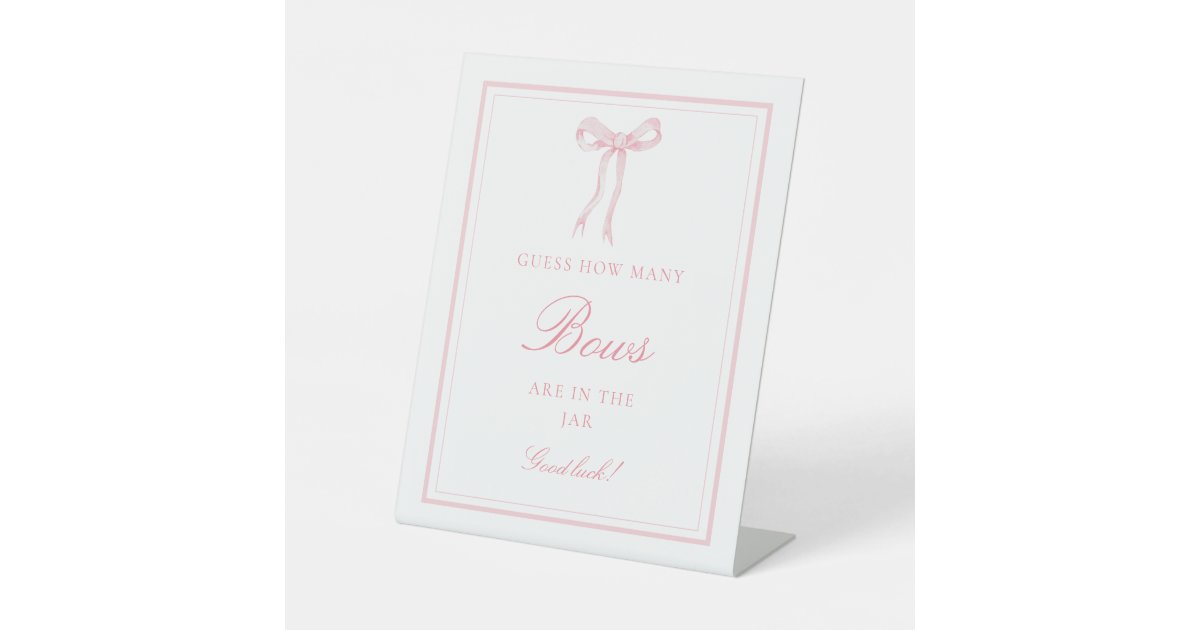 Coquette Pink Guess How Many Bows Game Sign | Zazzle