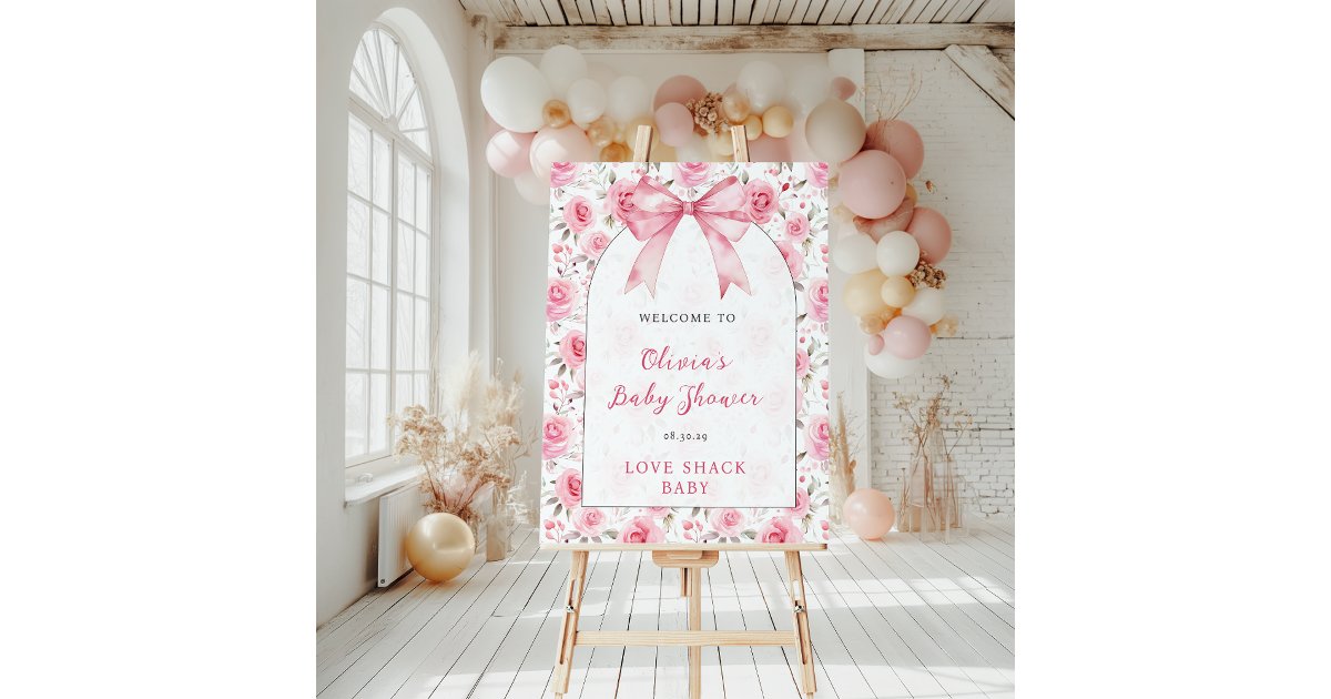 Coquette Pink Love Shack Baby Shower Welcome Sign | Zazzle