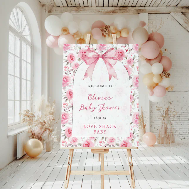 Coquette Pink Love Shack Baby Shower Welcome Sign | Zazzle