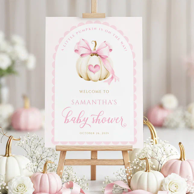 Coquette Pumpkin Pink Welcome Sign | Zazzle