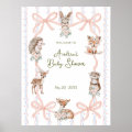 Coquette Ribbon Woodland Baby Shower Welcome Poster | Zazzle