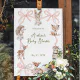 Coquette Ribbon Woodland Baby Shower Welcome Poster | Zazzle