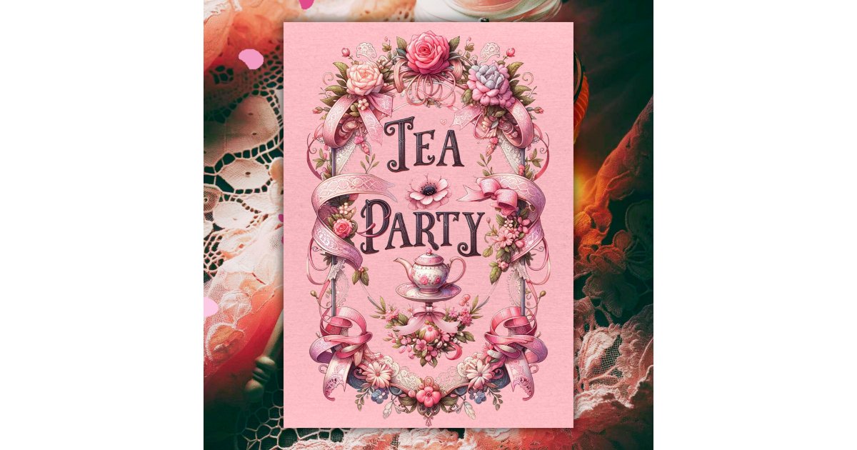 Coquette Tea Party Folded Birthday Invitation Zazzle