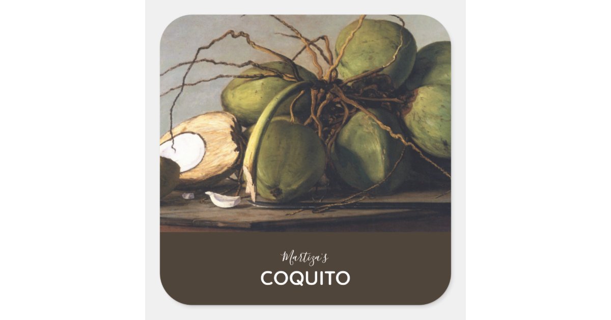 Coquito Coconut Classic Square Sticker | Zazzle