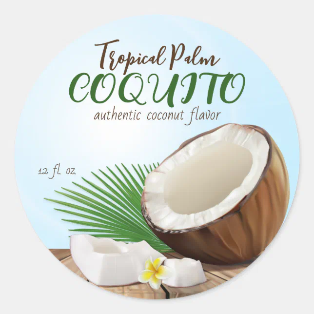 Coquito Coconut Tropical Classic Round Sticker | Zazzle