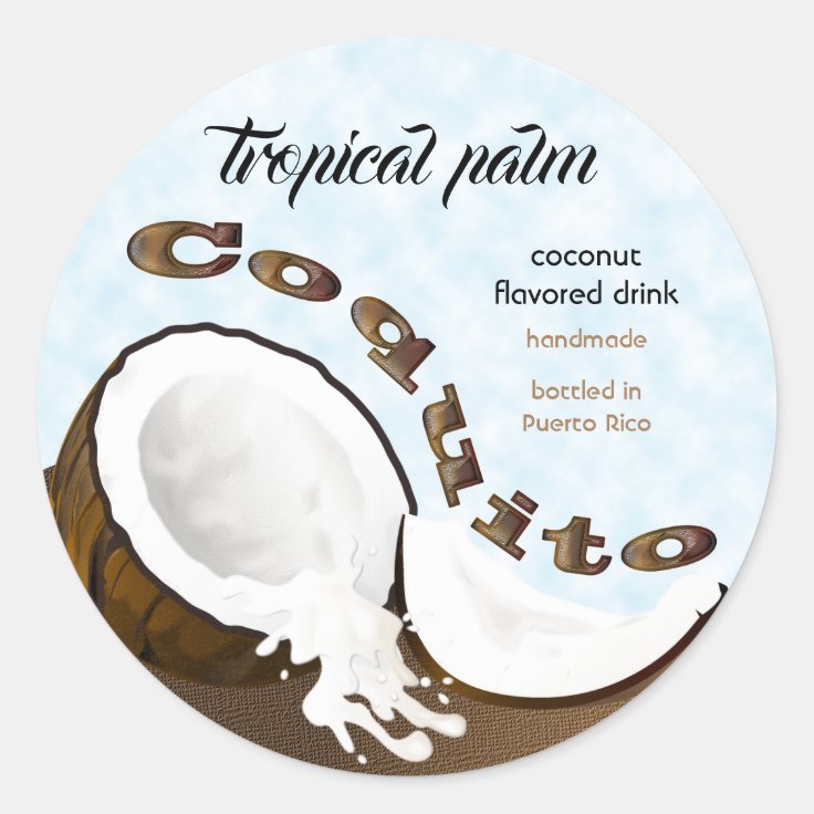 Coquito Coconut Tropical Fruit Classic Round Sticker | Zazzle