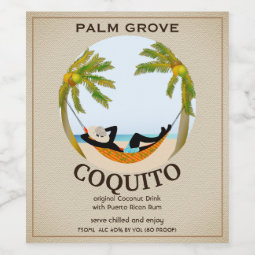 Coquito Coconut Tropical Fruit Drink Wine Label | Zazzle