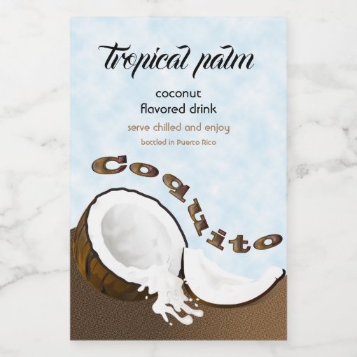 Coquito Coconut Tropical Fruit Wine Label | Zazzle