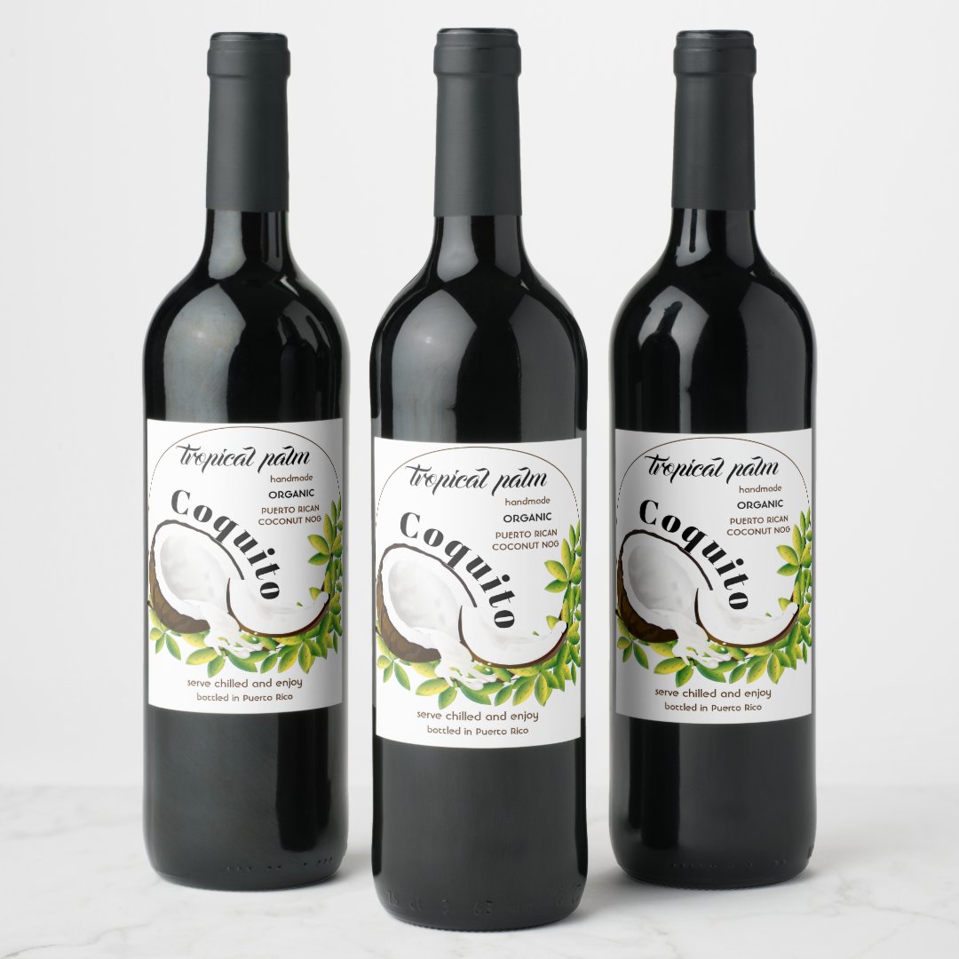 Coquito Coconut Tropical Fruit Wine Label | Zazzle