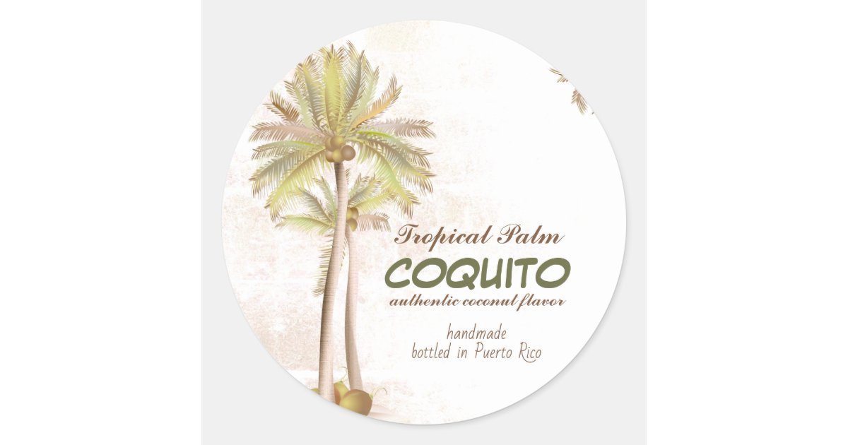 Coquito Coconut Tropical Palm Classic Round Sticker | Zazzle
