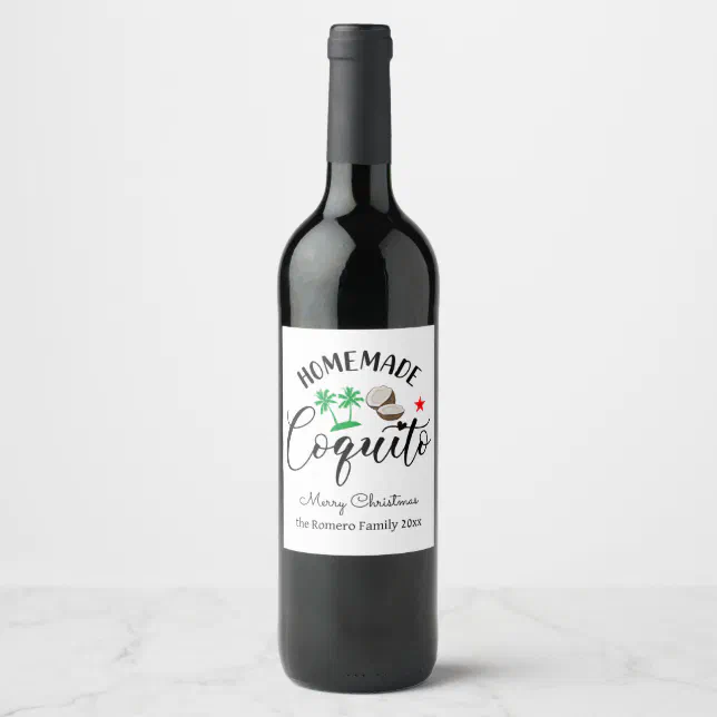 Coquito Homemade Trees Personalized bottle label | Zazzle