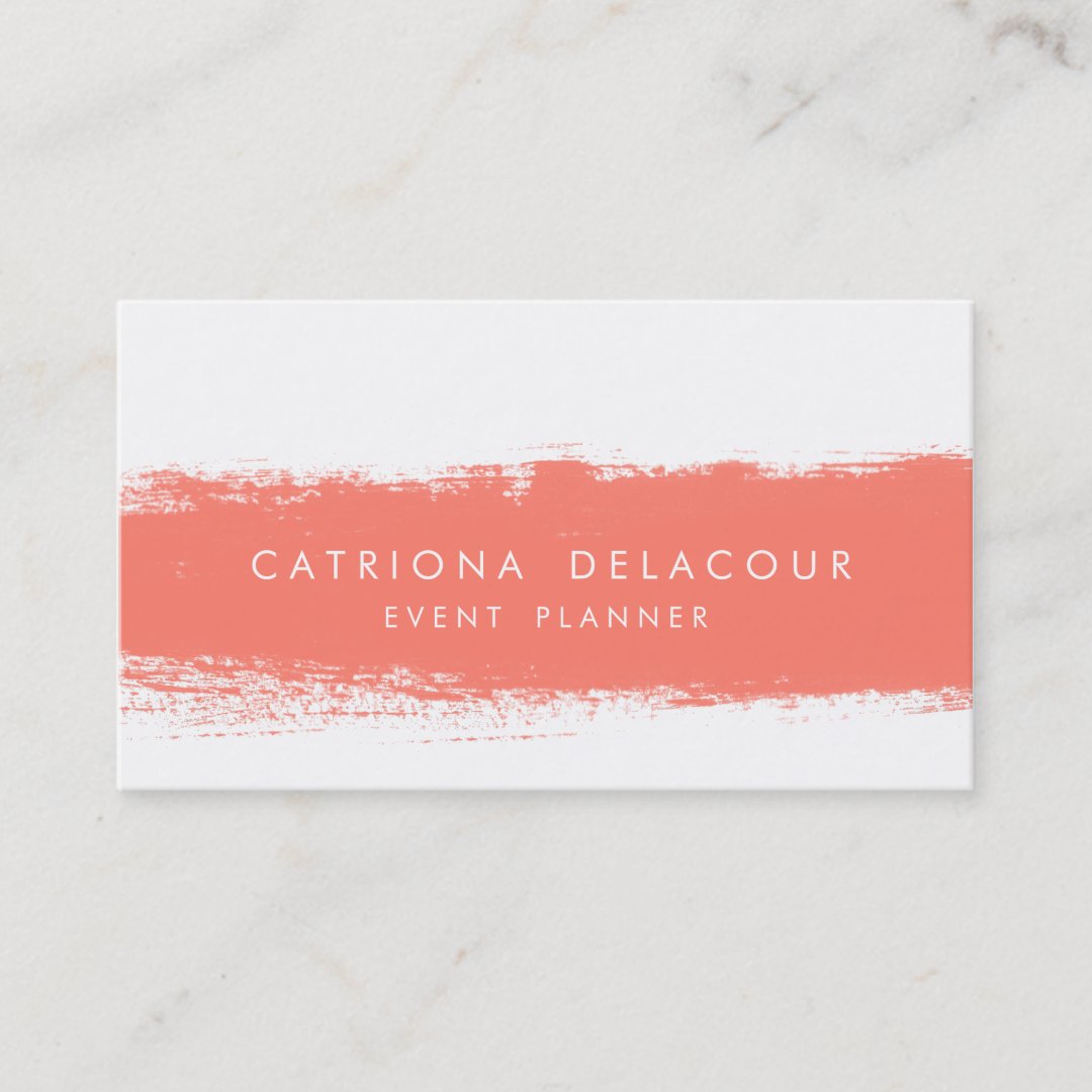 Coral Abstract Watercolor Splash Business Card | Zazzle