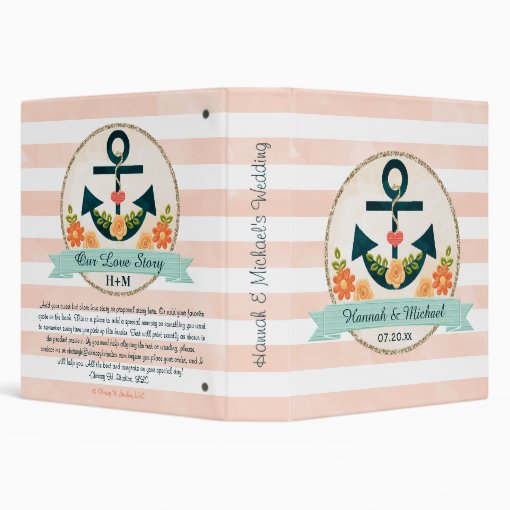 Coral and Navy Blue Nautical Wedding Planner Binder | Zazzle
