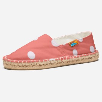 Coral and White Big Polka Dots Pattern Espadrilles | Zazzle