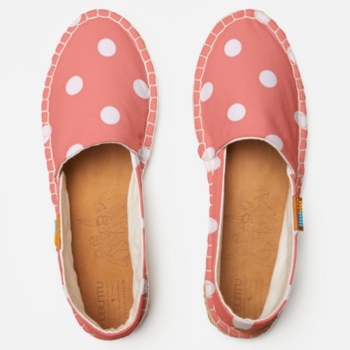 Coral and White Big Polka Dots Pattern Espadrilles | Zazzle