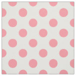 White and Coral Pink Polka Dot Pattern Fabric | Zazzle
