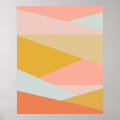 Coral and Yellow Modern Geometric Color Block Poster | Zazzle
