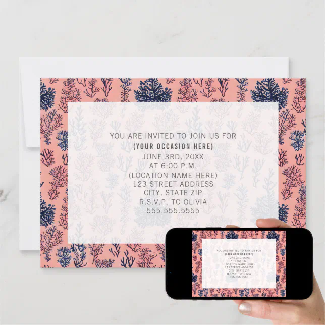 Coral Beach All Purpose Generic Party Invitation | Zazzle