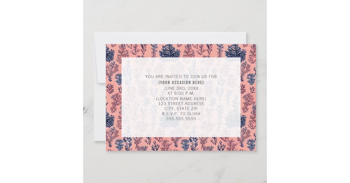 Coral Beach All Purpose Generic Party Invitation | Zazzle