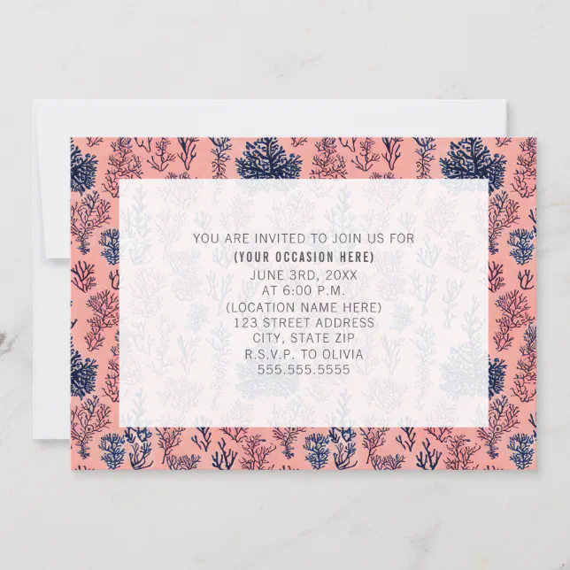 Coral Beach All Purpose Generic Party Invitation | Zazzle