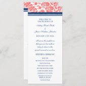 Coral Blue Damask Wedding Program | Zazzle