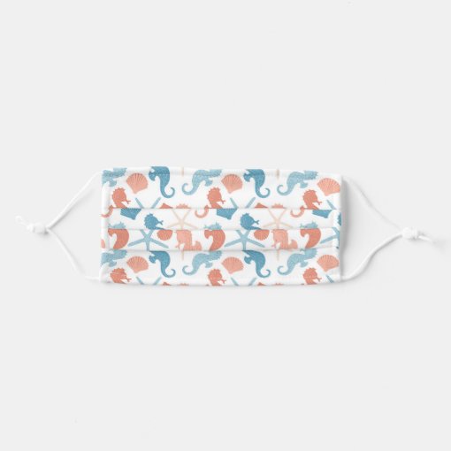 Coral Blue Nautical Pattern Adult Cloth Face Mask | Zazzle