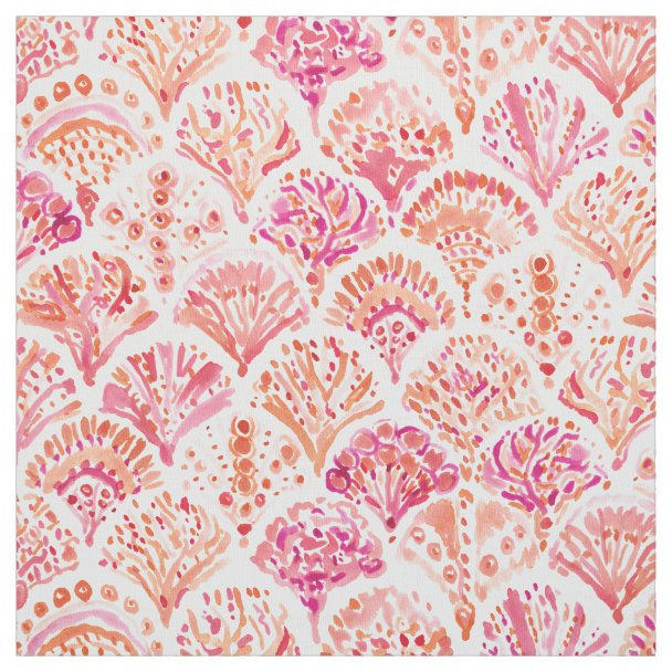 MERM ARMOR Coral Mermaid Scales Fabric | Zazzle