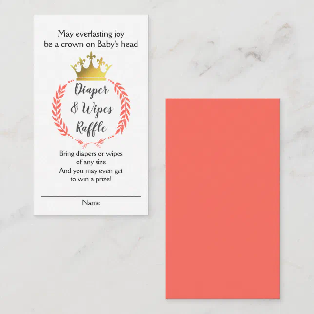 Coral Christian DIAPER WIPES RAFFLE Enclosure Card | Zazzle