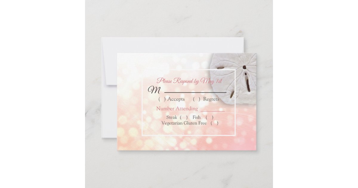Coral Dollar Oceanic Wedding RSVP card | Zazzle