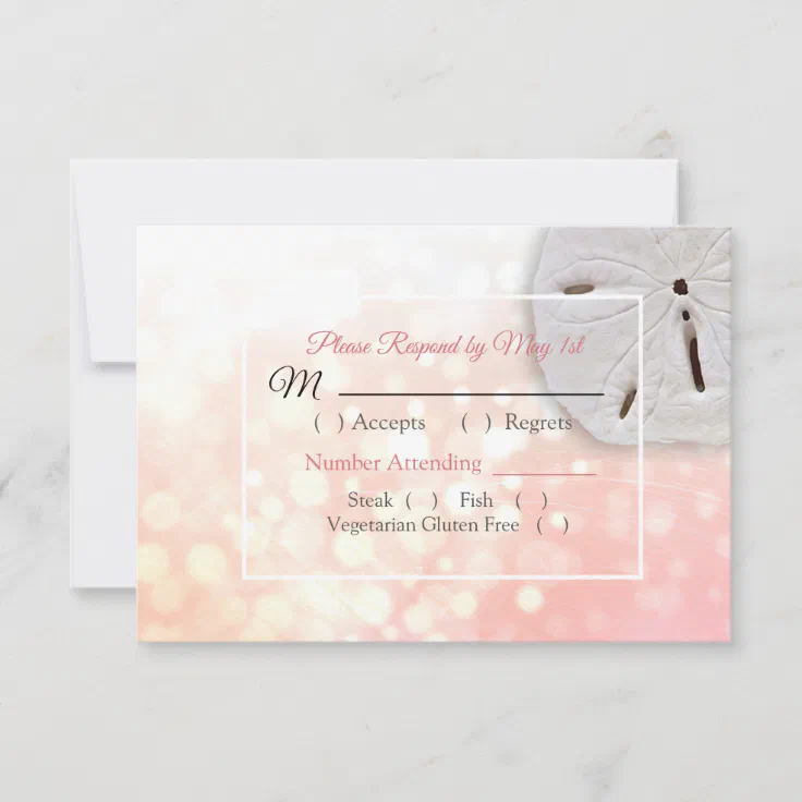 Coral Dollar Oceanic Wedding RSVP card | Zazzle